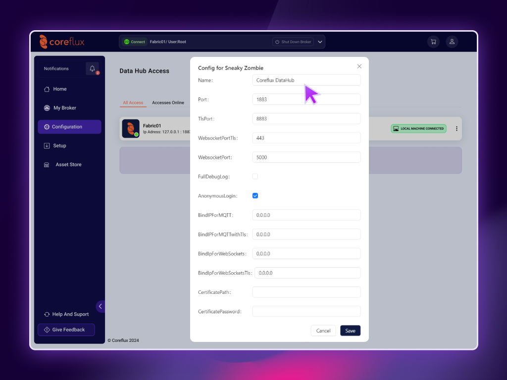 Configuration - Coreflux Documentation